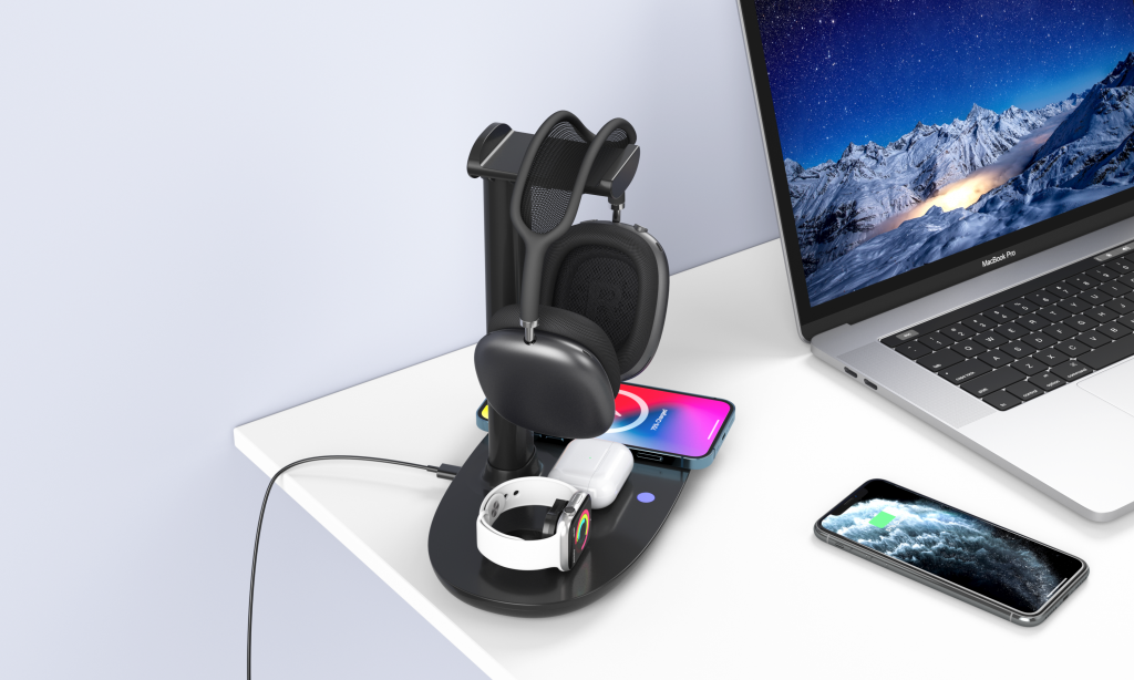 iLead 4-In-1 Wireless Charging Headphone Stand, Black – ldtech