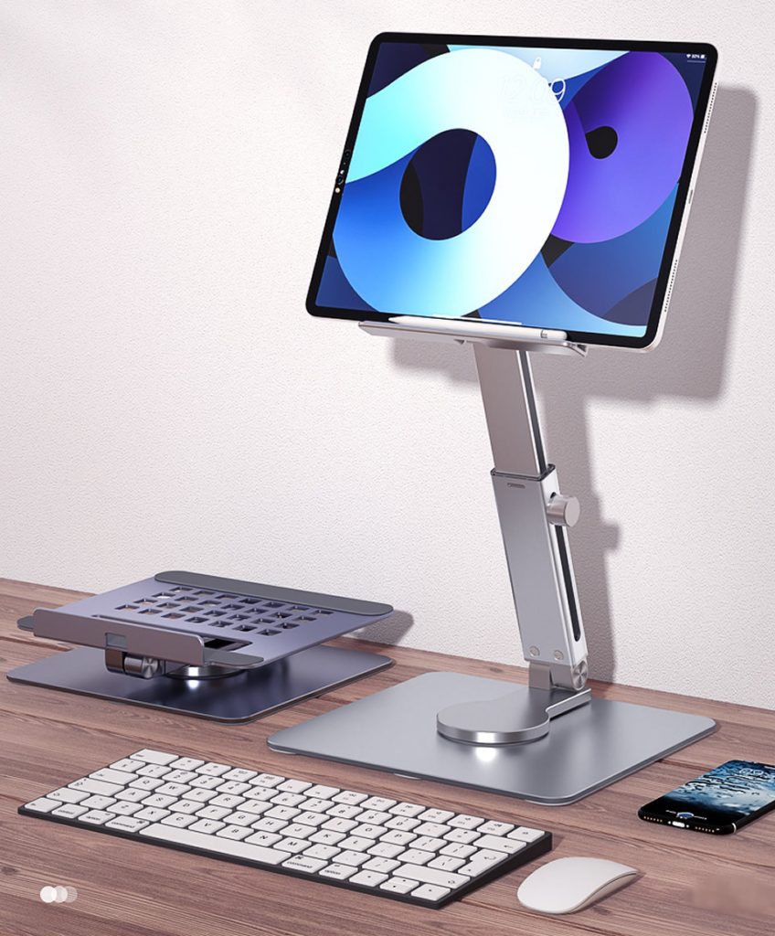 iLead Aluminum Tablet Stand Desk Riser 360° Rotation Multi-Angle Height ...